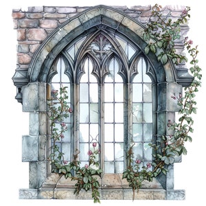 Gothic Windows in Spring Clipart Bundle, 16 High-quality JPG, Craft Art ...