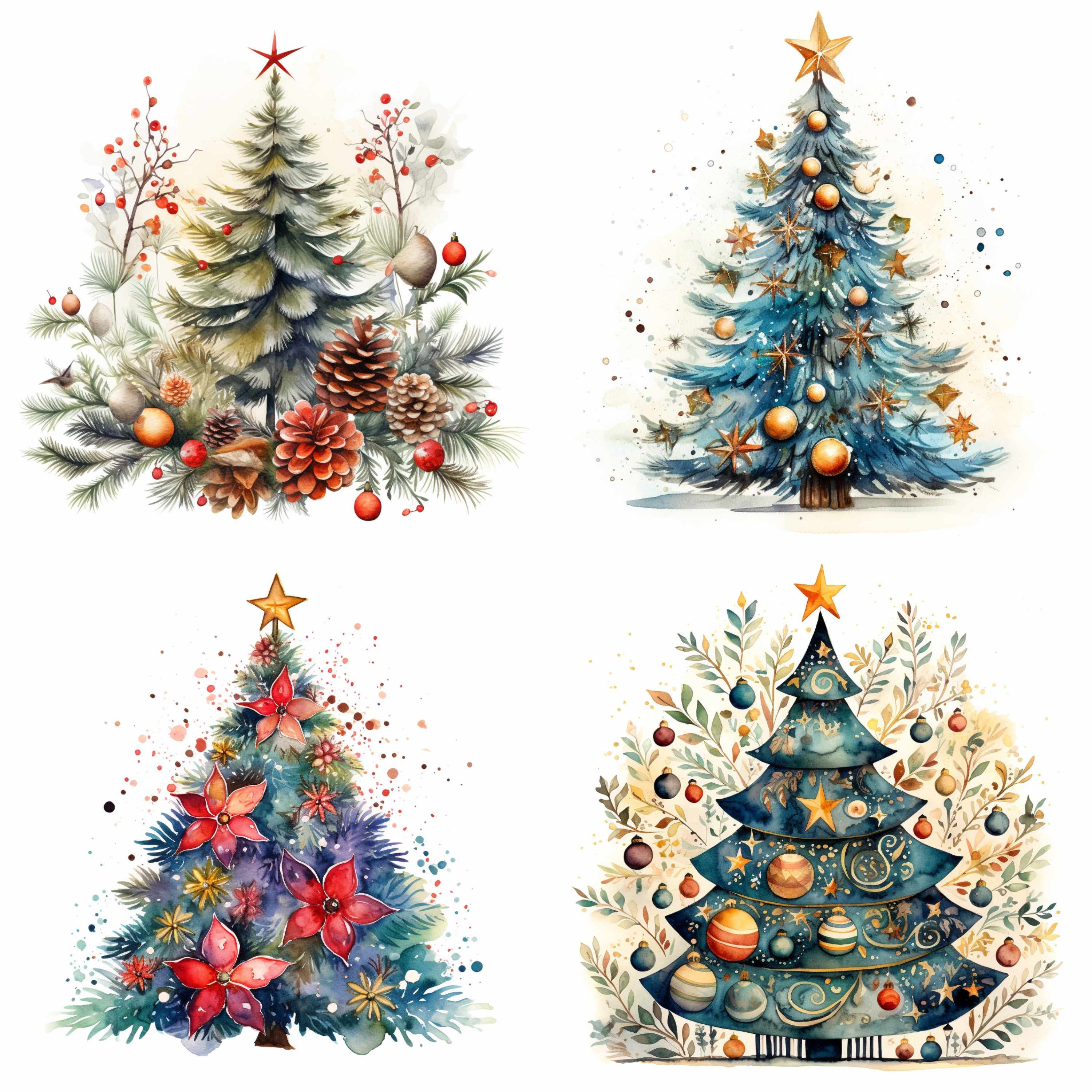 12 Boho Christmas Tree Clipart Bundle, High-quality JPG, Nursery Art ...