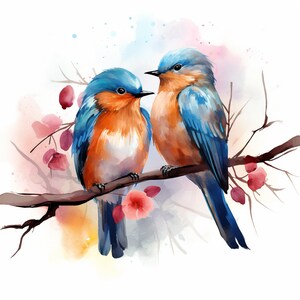 Love Birds on Branch Clipart Bundle, High-quality JPG, Craft Art, Card ...