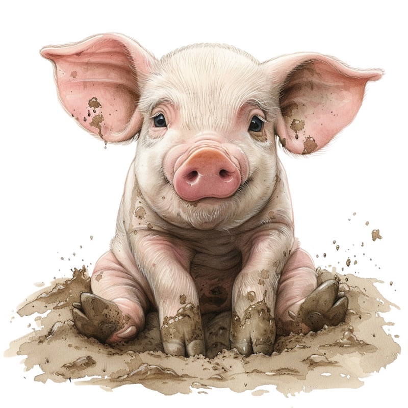 Pig in Mud - Etsy
