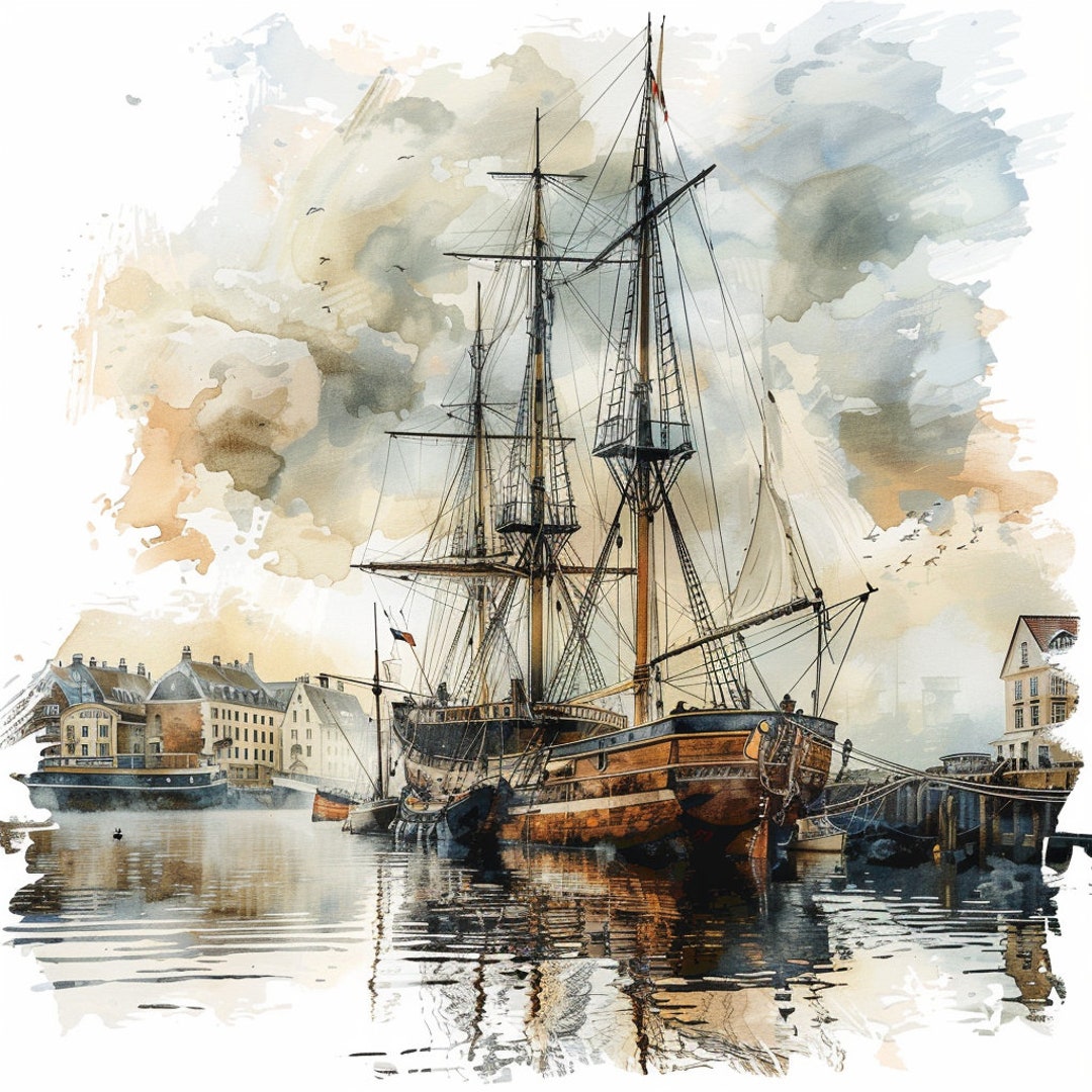 Victorian Harbor Clipart Bundle, 16 High-quality JPG, Craft Art, Card ...