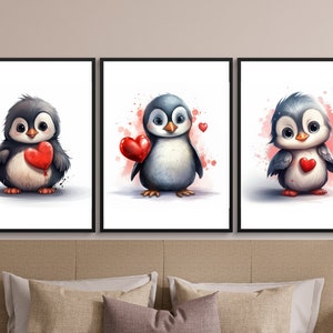 14 Valentine Penguin Clipart Bundle, High-quality JPG, Craft Art, Card ...