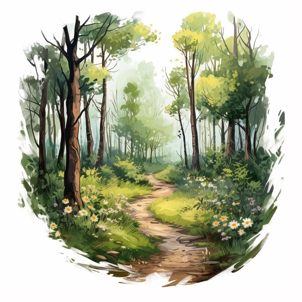16 Spring Path in Woods Landscape Clipart Bundle, High-quality JPG ...