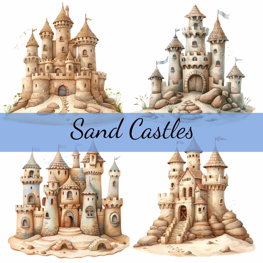 16 Beach Sand Castle Sandcastle Clipart Bundle, 16 High-quality JPG ...