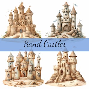 Beach Sand Castle Sandcastle Clipart Bundle, 16 High-quality JPG, Craft ...
