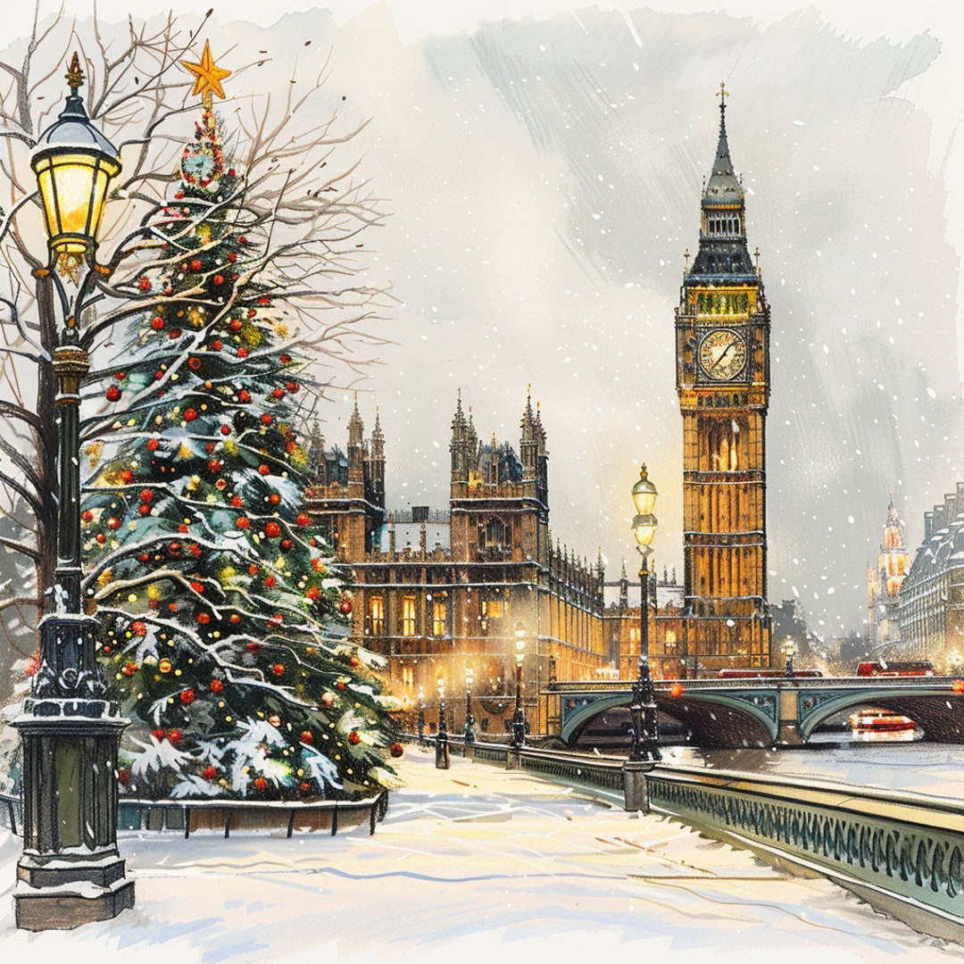 Christmas in London Clipart Bundle, 16 High-quality JPG, Craft Art ...