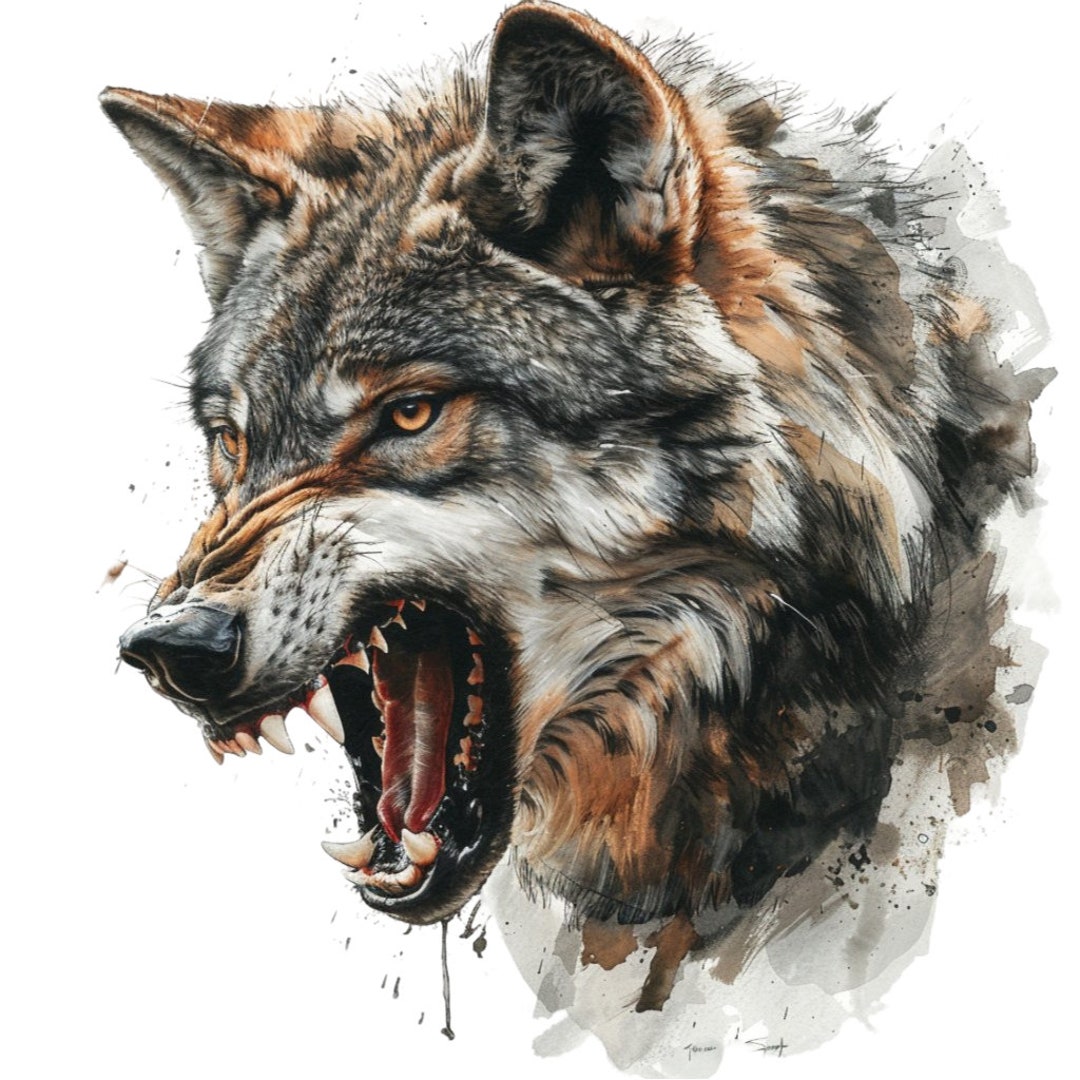 Fierce Angry Wolf Clipart Bundle, 16 High-quality JPG, Craft Art, Card ...
