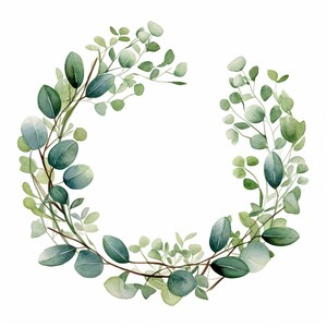 Eucalyptus Leaf Wreaths Clipart Bundle, 16 High-quality JPG, Craft Art ...