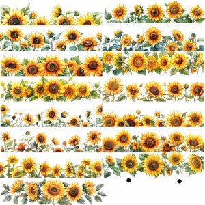 Sunflower Banner Frame Page Border Clipart Bundle, 15 High-quality JPG ...