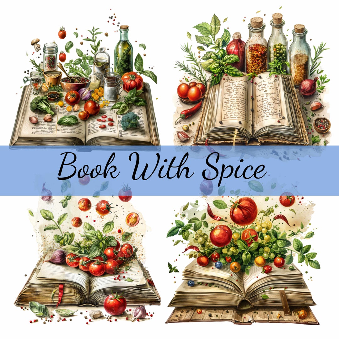16 Open Book Cooking Herbs Spice Clipart Bundle, High-quality JPG ...