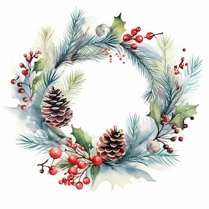 14 Christmas Winter Wreath Clipart Bundle, 14 High-quality JPG, Nursery ...