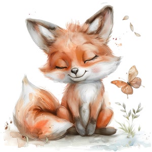 Fox and Butterfly Clipart Bundle, 16 High-quality JPG, Craft Art, Card ...