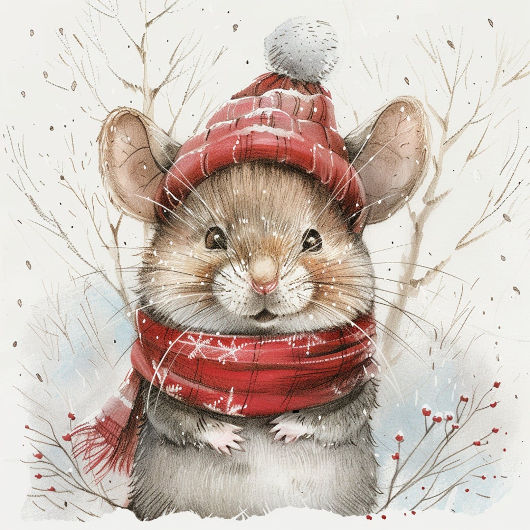 Winter Mouse With Snow Clipart Bundle, 16 High-quality JPG, Craft Art ...