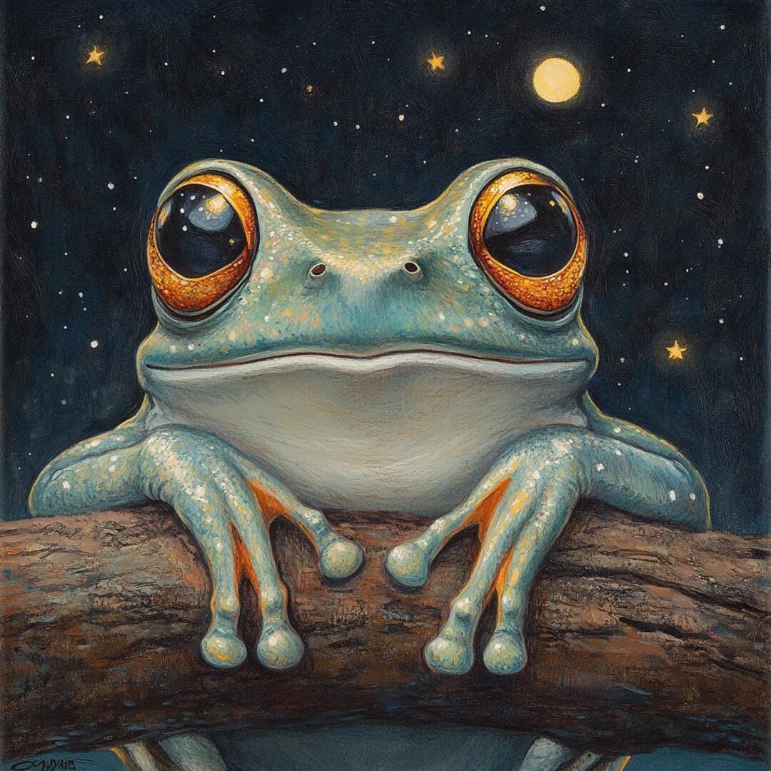 Frog in Moonlight Night Moon Clipart Bundle, 16 High-quality JPG, Craft ...