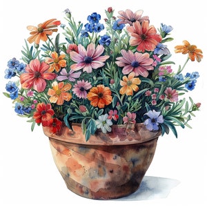 Flowers in a Pot Clipart Bundle, 16 High-quality JPG, Craft Art, Card ...