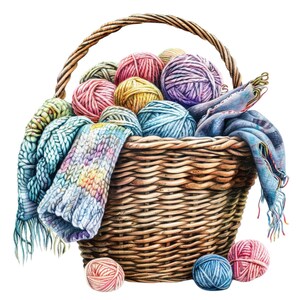 Knitting Basket With Yarn Clipart Bundle, 15 High-quality JPG, Craft ...