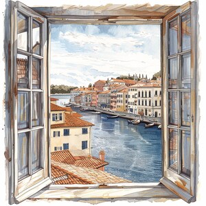 Harbor Boat View From Window Clipart Bundle, 16 High-quality JPG, Craft ...