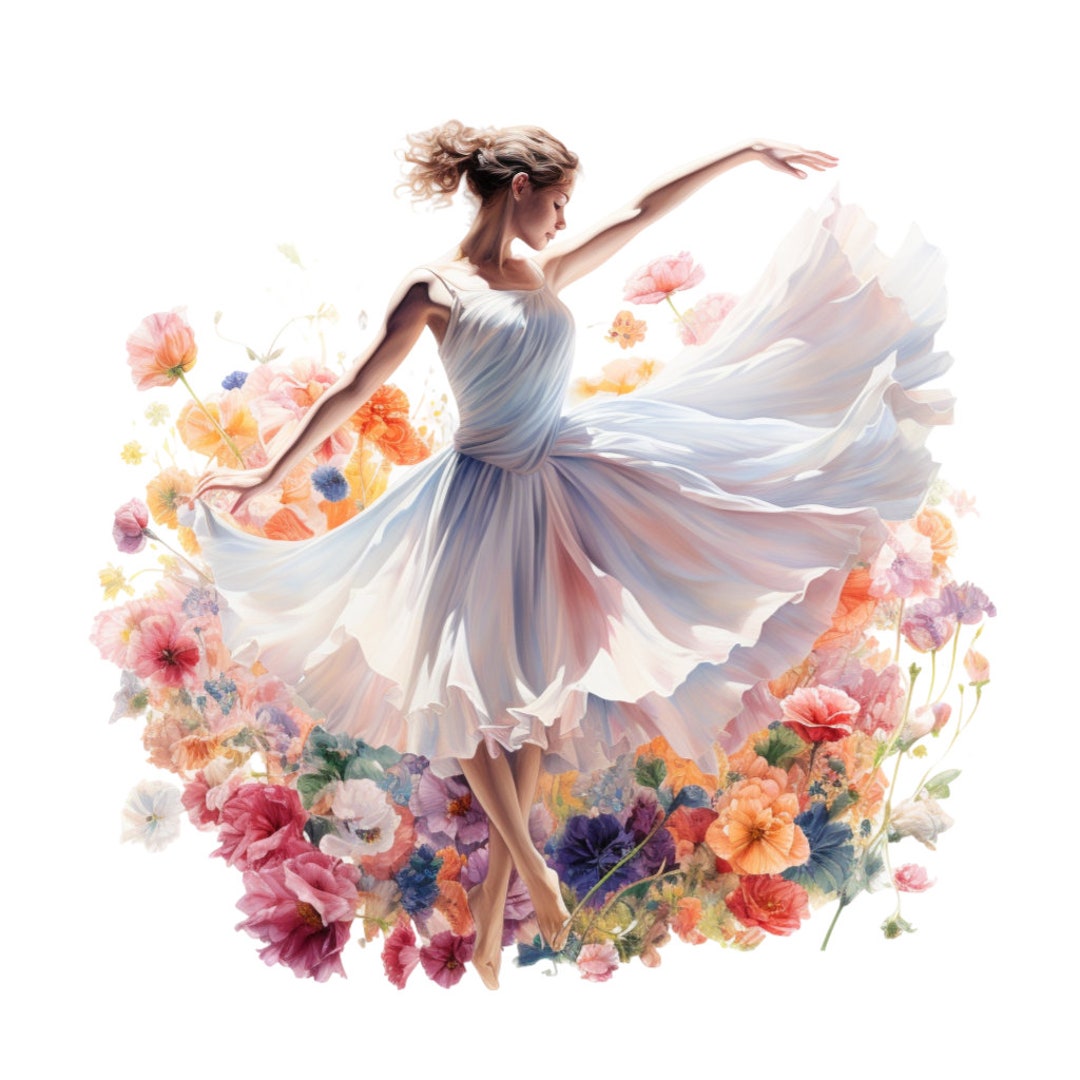 Ballet Dancer Dress Dancing Flowers Clipart Bundle, High-quality JPG ...