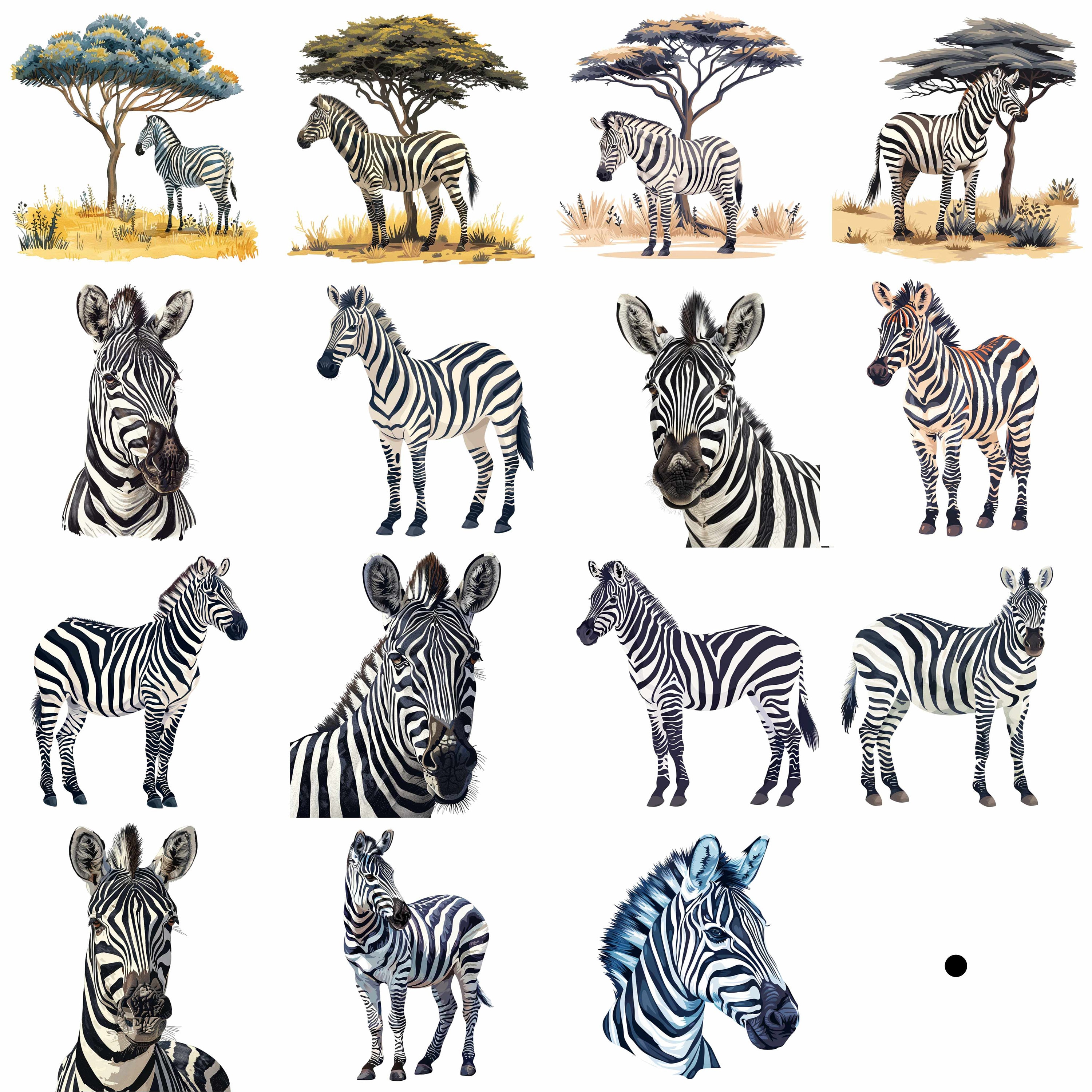 Safari Zebra Clipart Bundle, 15 High-quality JPG, Craft Art, Card ...