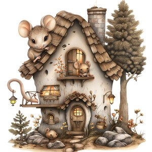 Small Mouse House Woods Clipart Bundle, 15 High-quality JPG, Craft Art ...
