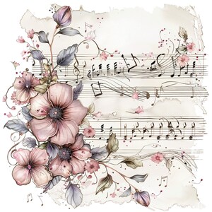16 Floral Music Notes Flower Clipart Bundle, 16 High-quality JPG, Craft ...