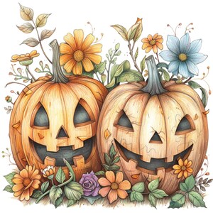 Jack O Lantern Pumpkin Folk Art Clipart Bundle, 16 High-quality JPG ...