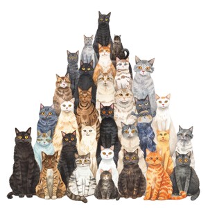 Cat Pyramid Clipart Bundle, 16 High-quality JPG, Craft Art, Card Making ...