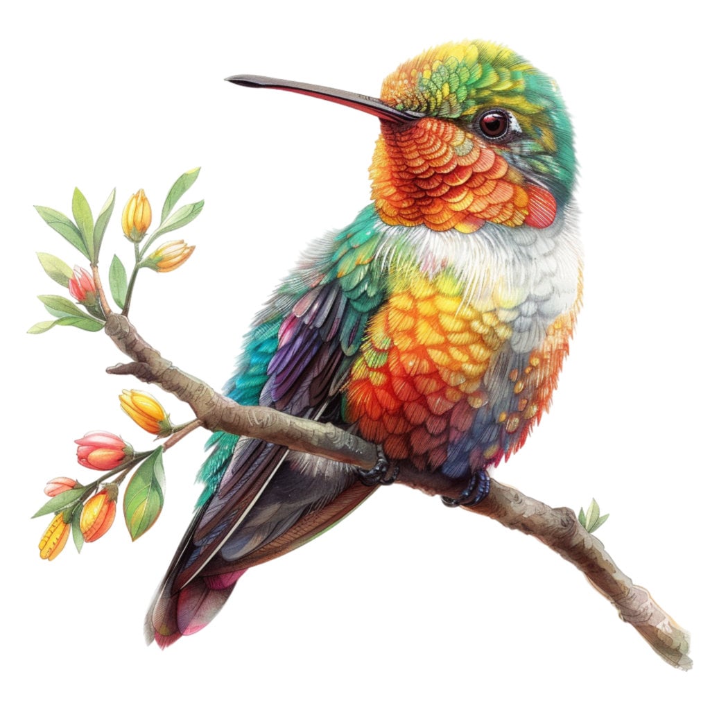 Chubby Fluffy Hummingbird Clipart Bundle, 16 High-quality JPG, Craft ...