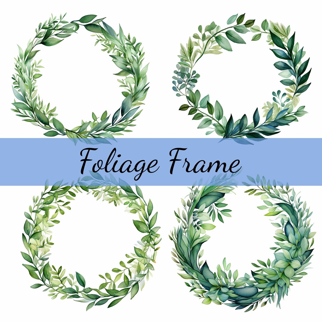 Leaves Wreath Clipart Bundle, High-quality JPG, Craft Art, Card Making ...