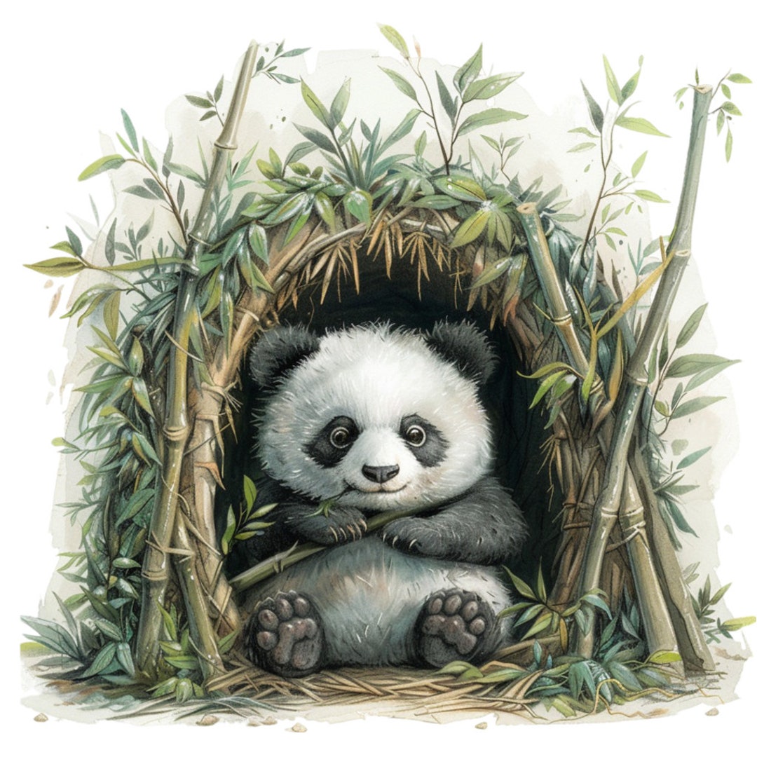 Panda in Bamboo Den Clipart Bundle, 15 High-quality JPG, Craft Art ...
