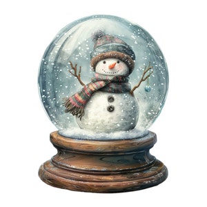 16 Snowman in a Snow Globe Clipart Bundle, High-quality JPG, Craft Art ...