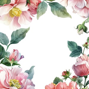 Spring Flower Page Frame Clipart Bundle, 16 High-quality JPG, Craft Art ...