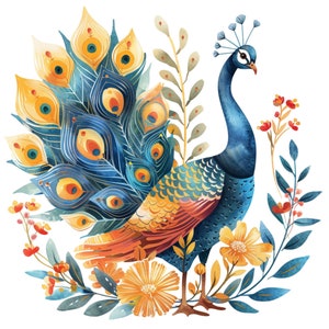 16 Beautiful Cute Peacock Clipart Bundle, 16 High-quality JPG, Craft ...