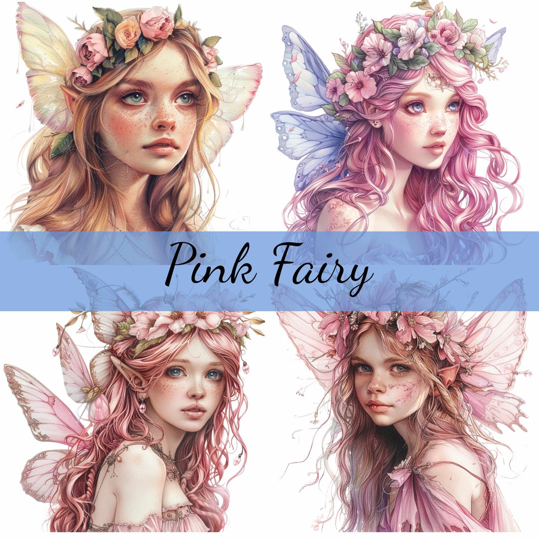 Pink Fairy Princess Clipart Bundle, 12 High-quality JPG, Craft Art ...