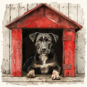 Cute Dog in A Dog House Clipart Bundle, 15 High-quality JPG, Craft Art ...