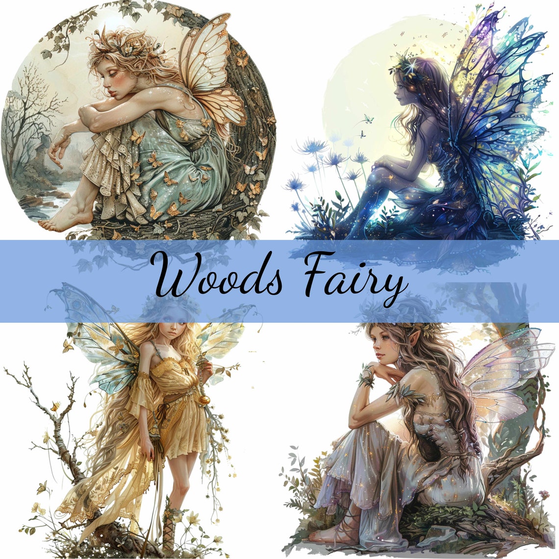 Forest Woods Fairy Clipart Bundle, 16 High-quality JPG, Craft Art, Card ...