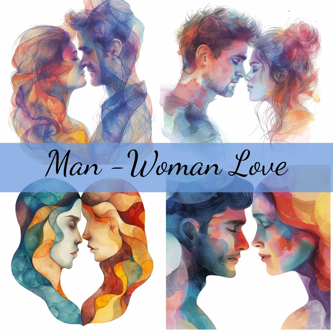15 Abstract Man and Woman in Love Clipart Bundle, 15 High-quality JPG ...