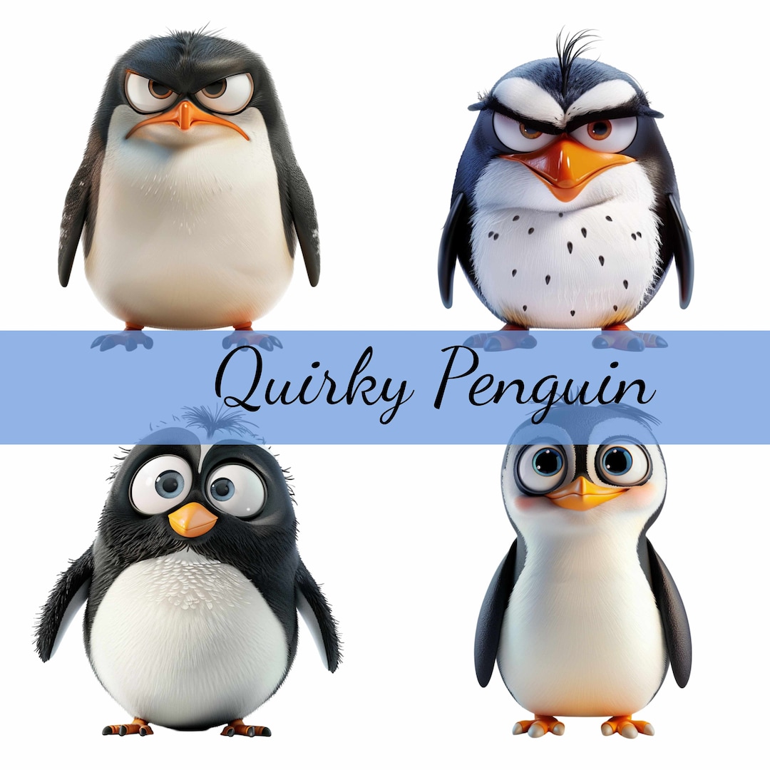 16 Quirky Penguin Cute Adorable Sassy Bundle, High-quality JPG, Craft ...