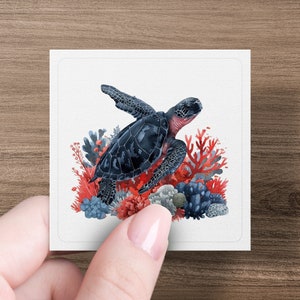 Leatherback Sea Turtle in Coral Clipart Bundle, 12 High-quality JPG ...