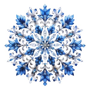 16 Blue and Silver Snowflakes Clipart Bundle, 16 High-quality JPG ...