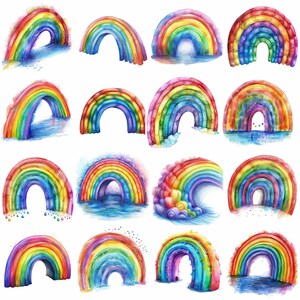 Beautiful Rainbows Clipart Bundle, 16 High-quality JPG, Craft Art, Card ...