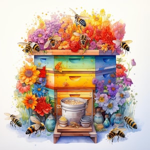 14 Honey Bee Hive Clipart Bundle, High-quality JPG, Craft Art, Card ...