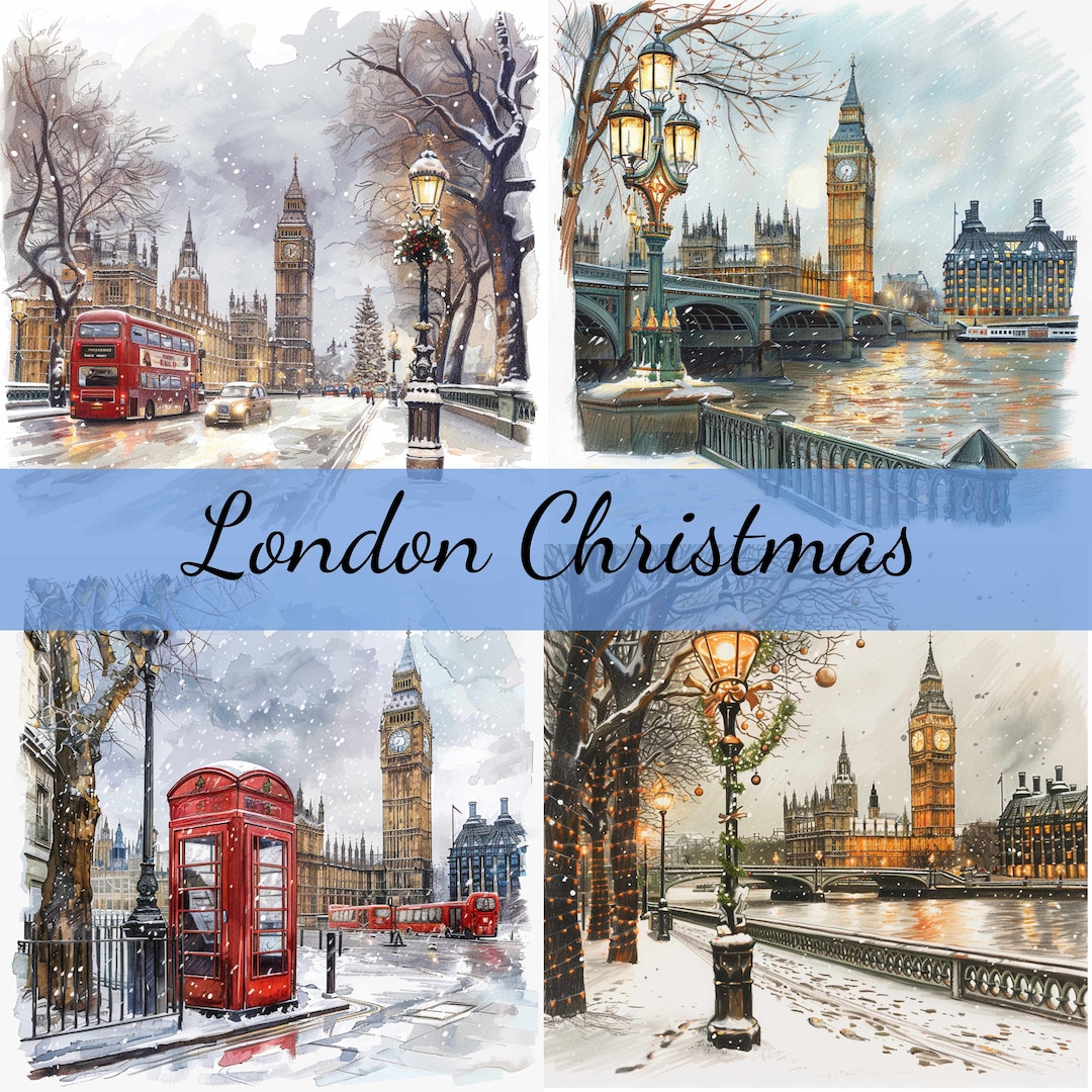 16 Christmas in London Clipart Bundle, 16 High-quality JPG, Craft Art ...