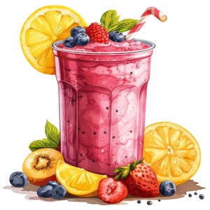 16 Fruit Smoothies Clipart Bundle, High-quality JPG, Craft Art, Card ...