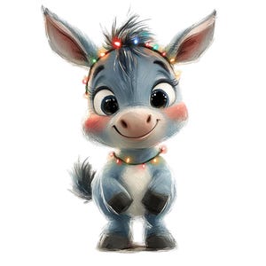 12 Donkey W Christmas Lights Clipart Bundle 12 Transparent PNG Download ...