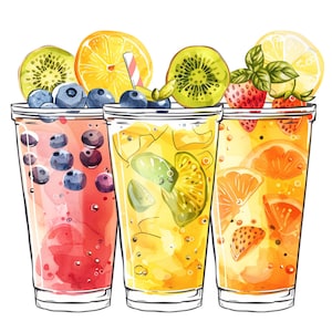 16 Fruit Smoothies Clipart Bundle, High-quality JPG, Craft Art, Card ...