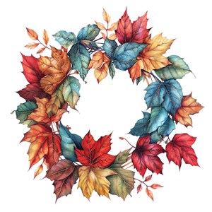 Autumn Fall Leaf Wreath Clipart Bundle, 16 High-quality JPG, Craft Art ...