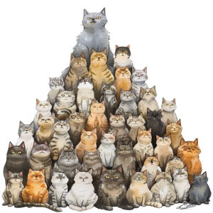 Cat Pyramid Clipart Bundle, 16 High-quality JPG, Craft Art, Card Making ...