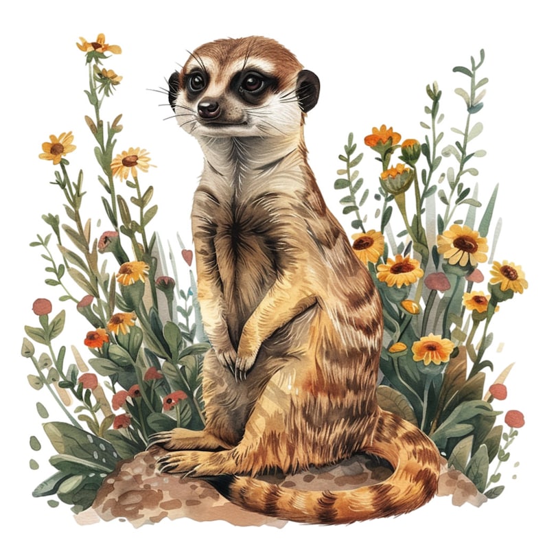 15 Cute Meerkat Flowers Clipart Bundle, 15 High-quality JPG, Craft Art ...