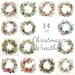 14 Christmas Winter Wreath Clipart Bundle, 14 High-quality JPG, Nursery ...